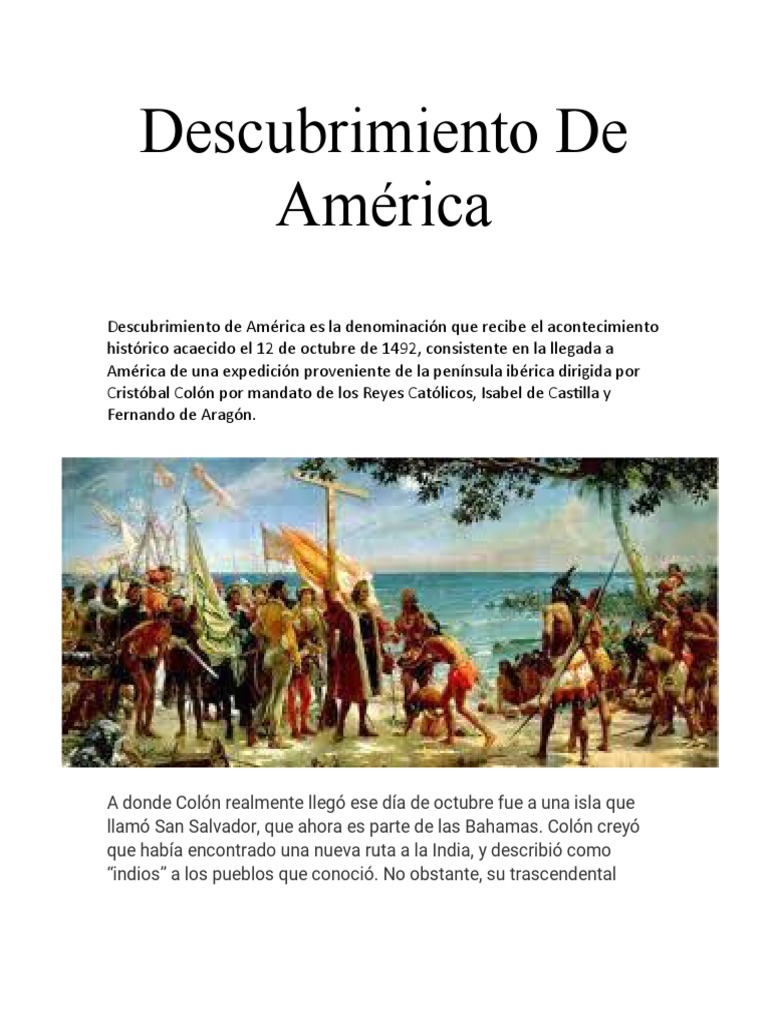 Descubrimiento de América en 1492 | PDF | Cristobal colon | Américas
