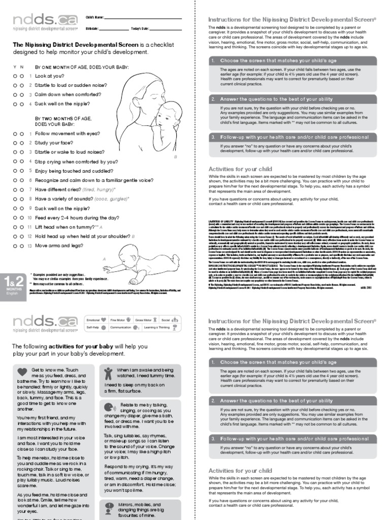 Nipissing Developmental Screen 2 Month | PDF | Child Care | Infants