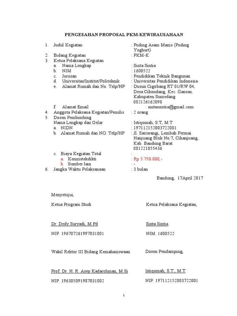 Proposal PKM Kewirausahaan | PDF