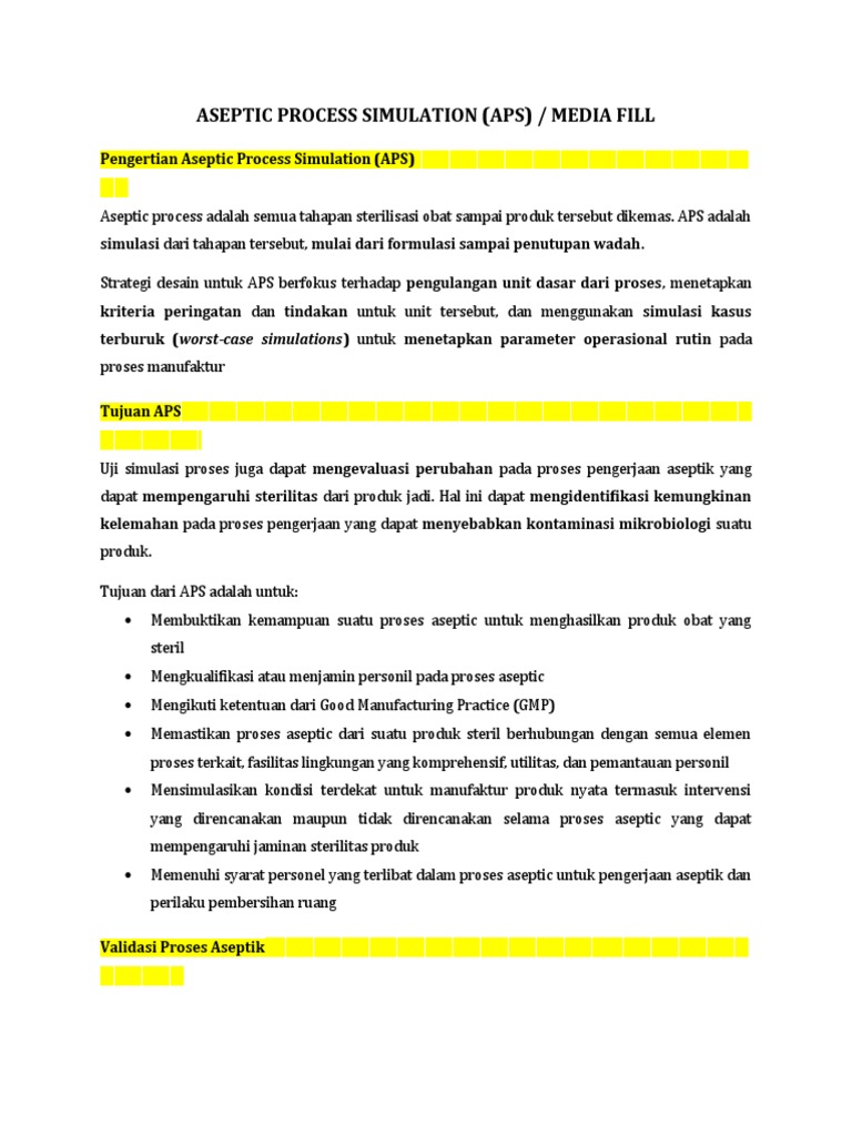 Aseptic Process Simulation | PDF
