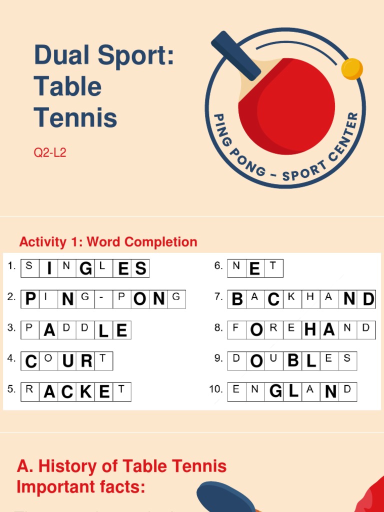 Q2-L2-Table Tennis | PDF | Table Tennis | Ball Games