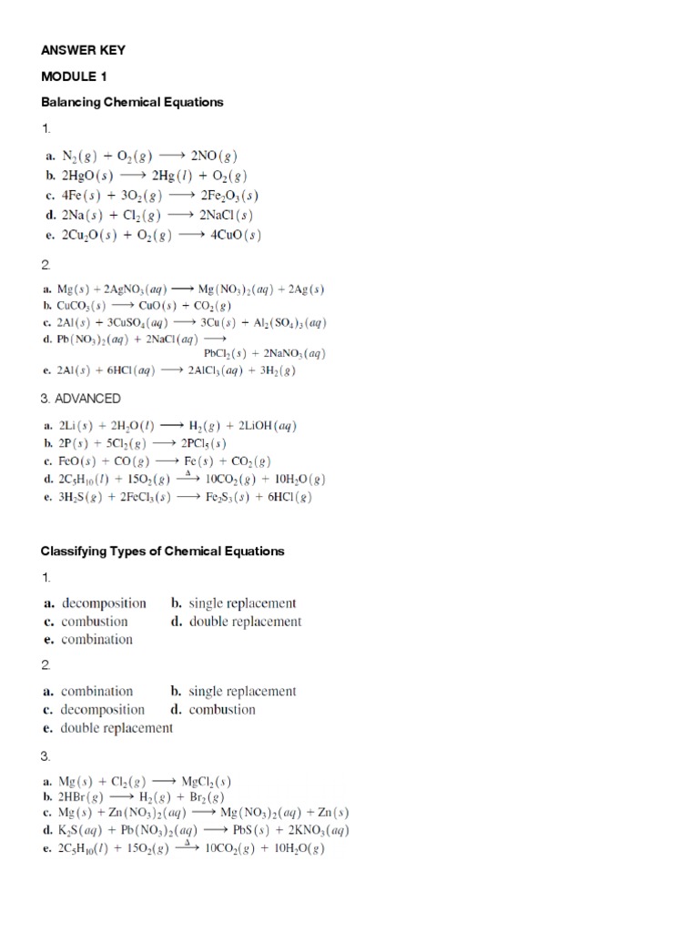 Answer Key | PDF | Mole (Unit) | Molecules