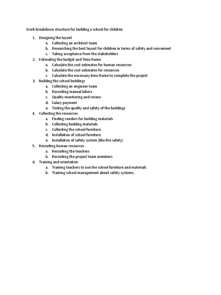 Work Breakdown Structure For Building A School For Children by Dr ...