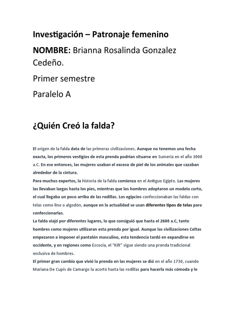 Deber n1 | PDF | Falda | Ropa