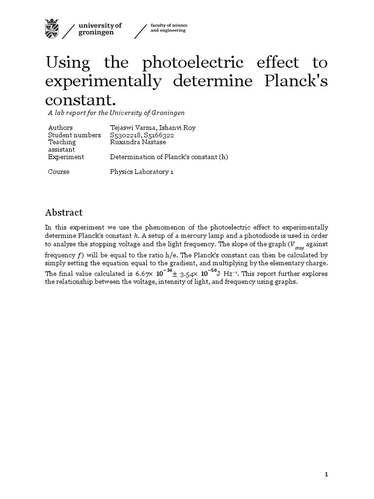 Lab Report | Download Free PDF | Photoelectric Effect | Photon