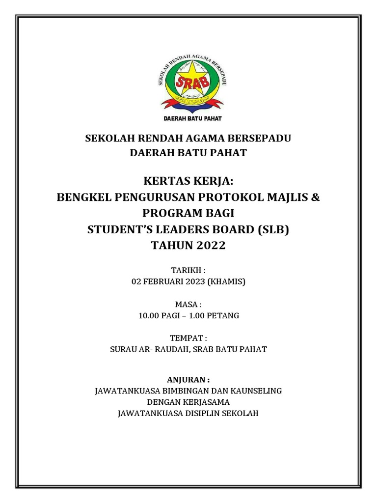 Kertas Kerja Bengkel Protokol SLB Srab BP | PDF
