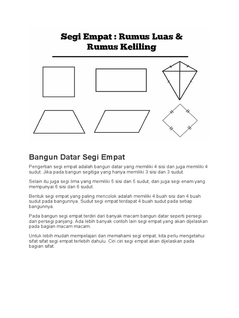 Bangun Datar Segi Empat | PDF | Metode & Bahan Ajar