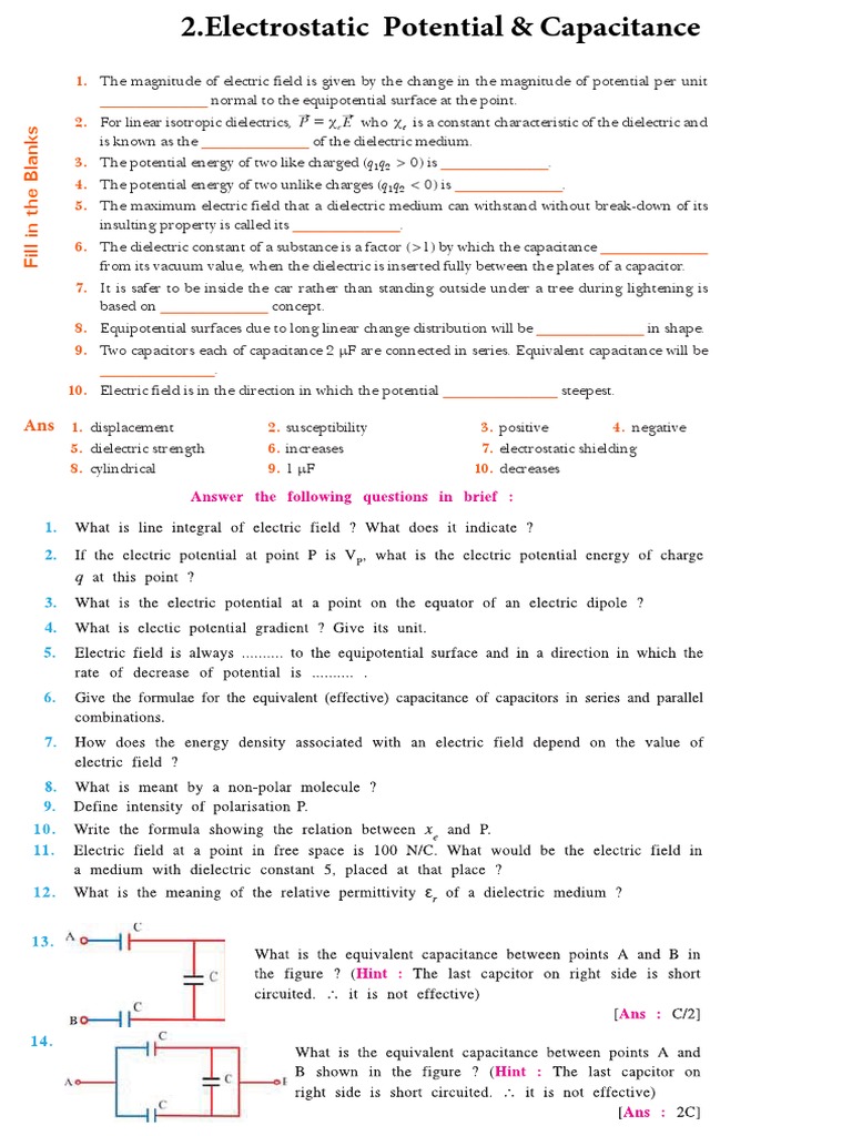 2.electrostatic Potential & Capacitance. | PDF | Capacitance | Capacitor