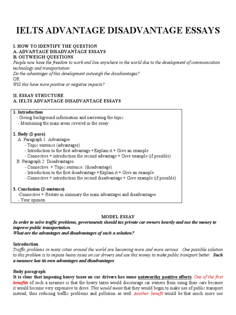 IELTS Advantage-Disadvantage Essays Structure | PDF | Taxes | Transport