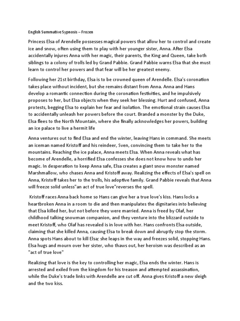 English Summative Sypnosis | PDF