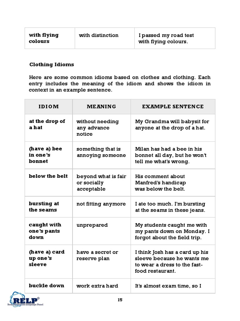 My Mini Idiom Book-15-18 | PDF | Softlines (Retail) | Clothing