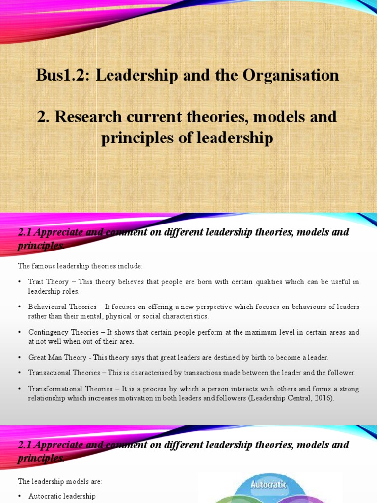 Bus1.2 - Leadership and The Organisation-Q2 | PDF | Leadership | Transformational Leadership