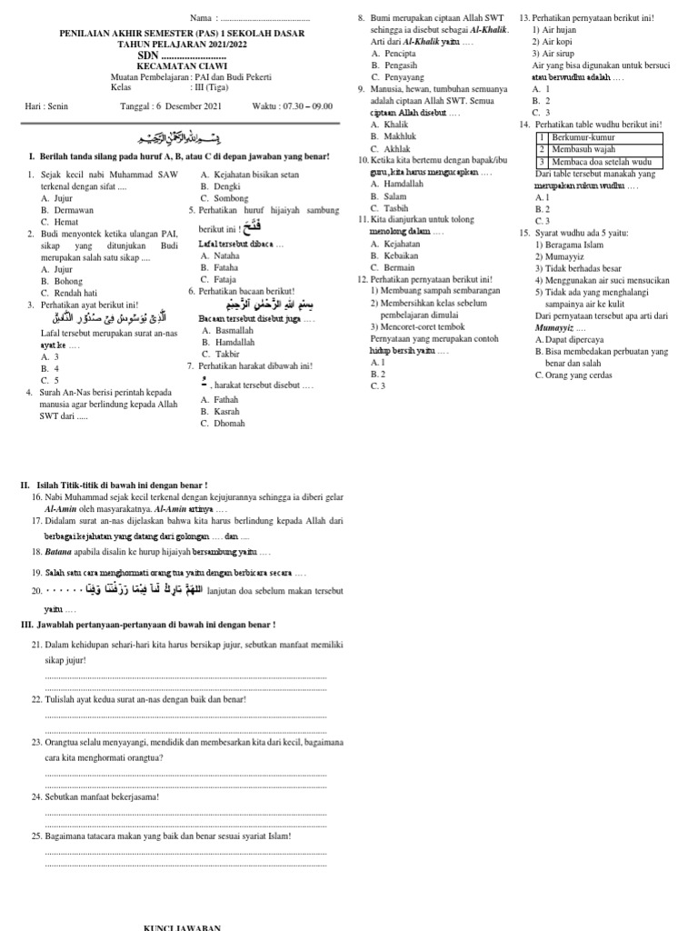 Kelas 2 Pas Pai | PDF