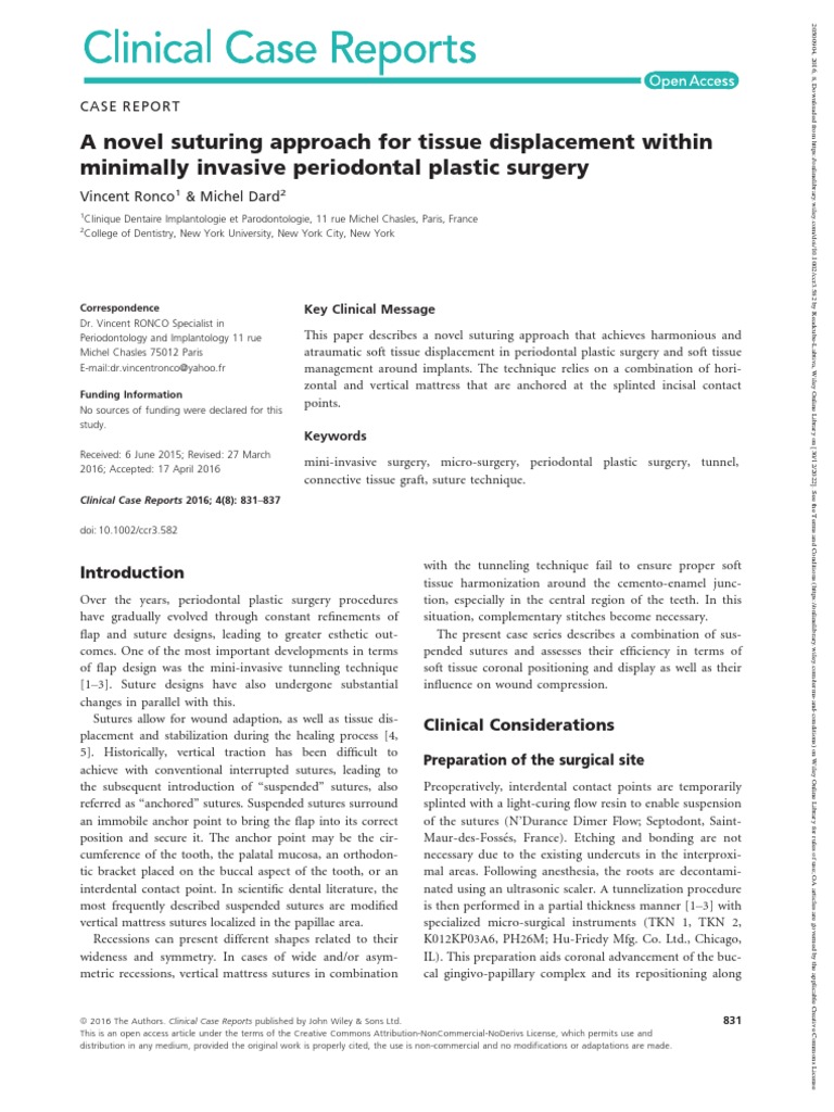 Clinical Case Reports - 2016 - Ronco - A Novel Suturing Approach For ...