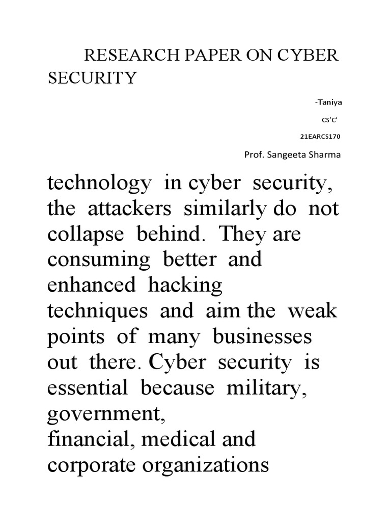 Reserach Paper On Cyber Security | PDF | Information Security | Security