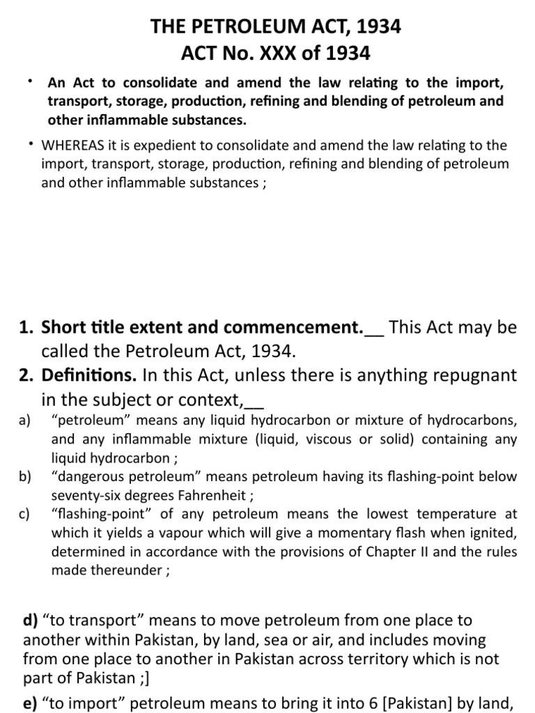 Petroleum Act 1934 Slides | PDF | Petroleum | Government