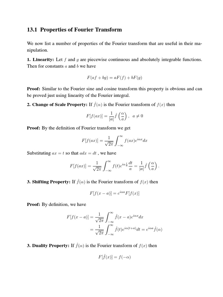 Lecture 13 1 | PDF | Fourier Transform | Mathematical Relations