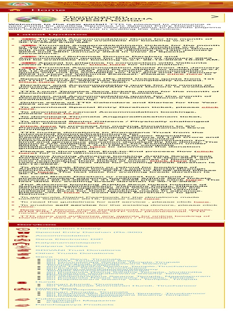 TTD Online Booking and Updates for 2023 | PDF