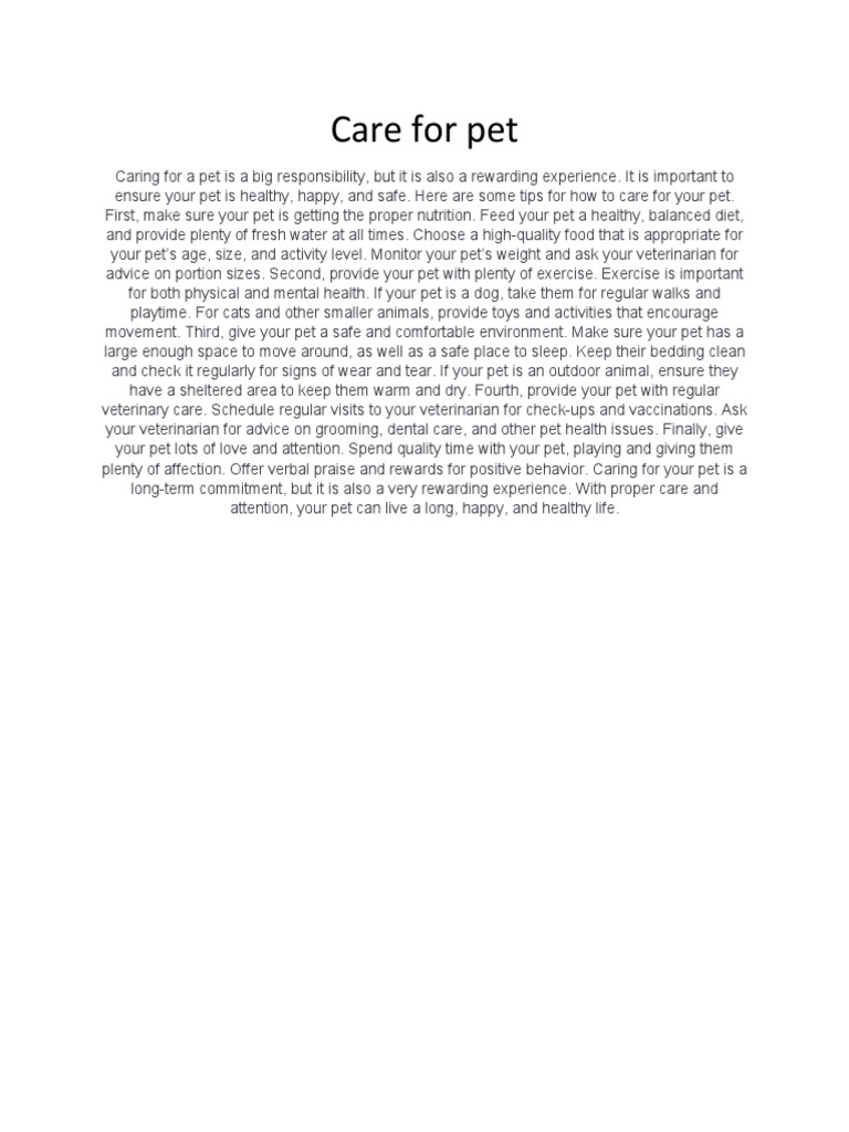 Care For Pet | PDF