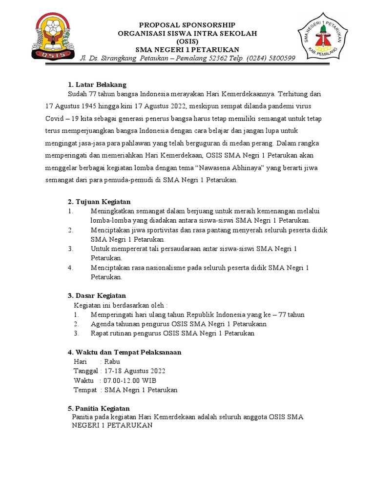Proposal Sponsorship Hari Kemerdekaan - Maulidya Rahma | PDF