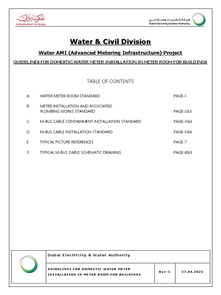 3b Domestic Water Meter Installation in Meter Room Guidelines | PDF ...