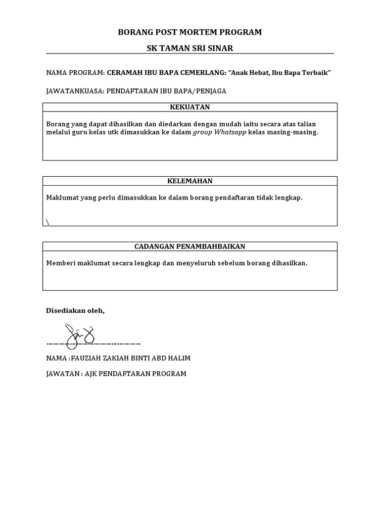 Borang Post Mortem | PDF