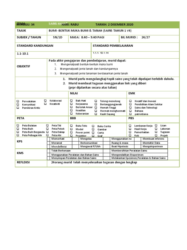 Contoh RPH Sains | PDF