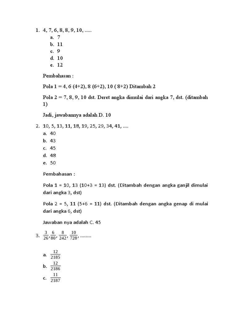Khina Soal Deret Angka. | PDF