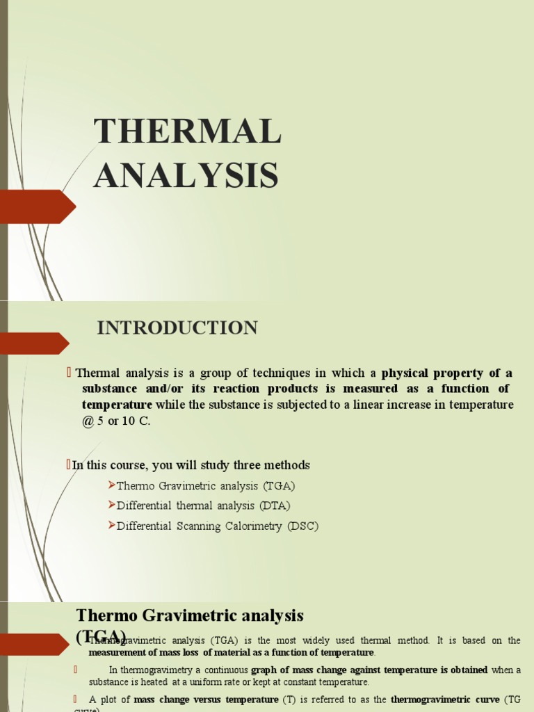 Thermal Analysis Updated | PDF | Thermogravimetric Analysis | Thermal ...