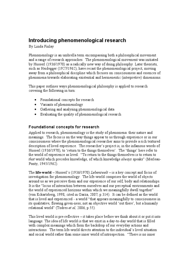 An Introduction To Phenomenology 2008 | PDF