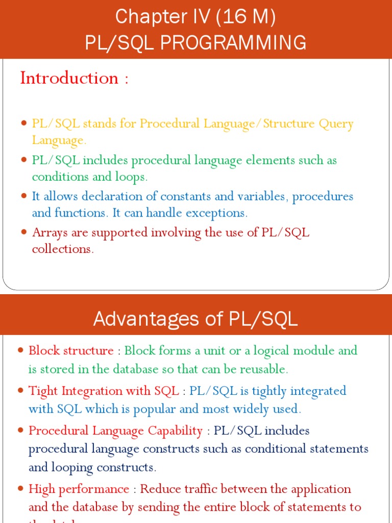 PL/SQL Programming Guide: Basics & Benefits | PDF | Pl/Sql | Variable ...