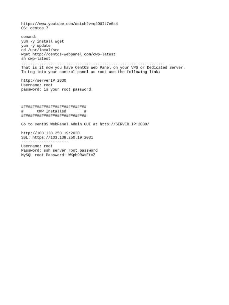 CWP Installation | PDF