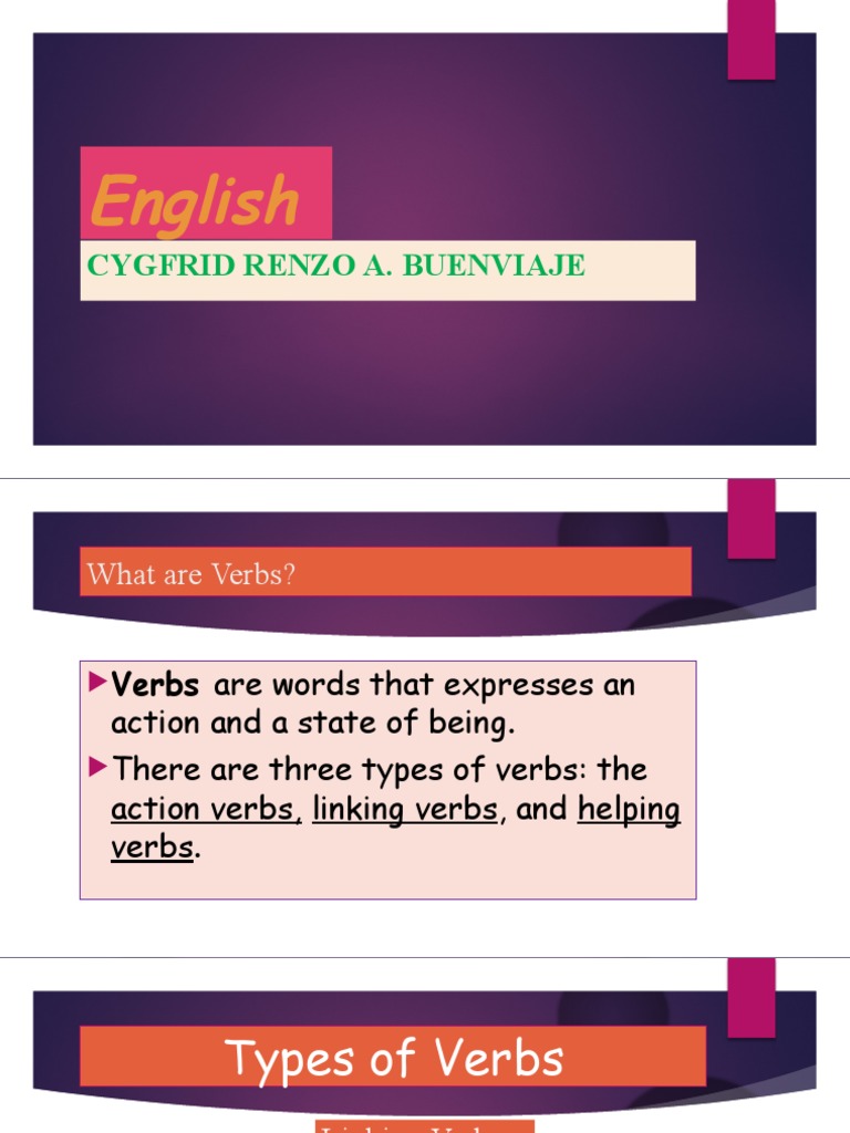 Introduction To Verb and Its Types | PDF | Language Arts & Discipline ...