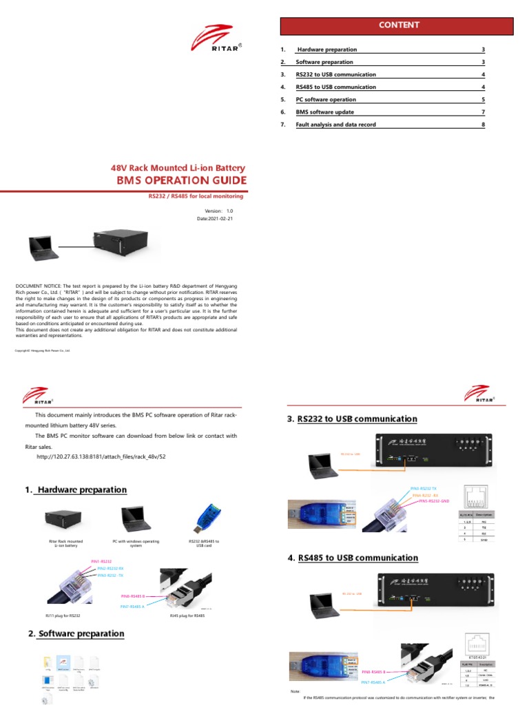 Ritar 48V Li-Ion Battery PC Software User Guide | PDF | Personal Computers | Battery Charger