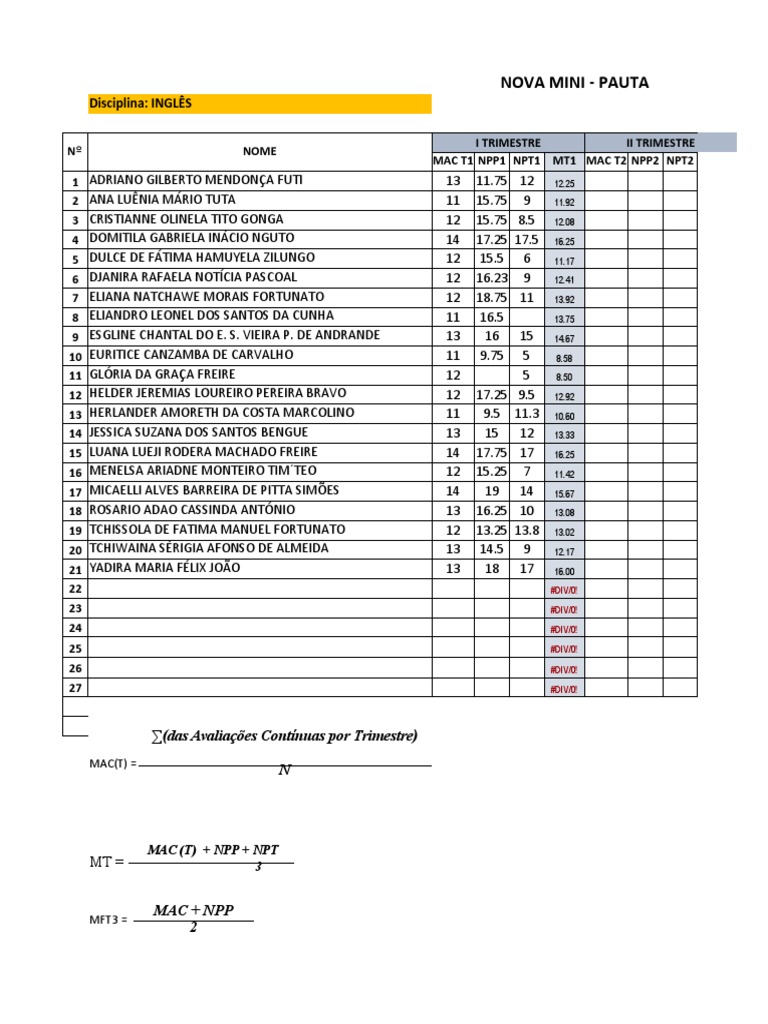 Mini-Pauta Do I Ciclo 2022-2023 Inglês | PDF