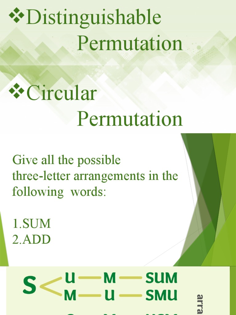 Distinguishable and Circular PermutationModule 4 5 | PDF | Permutation ...