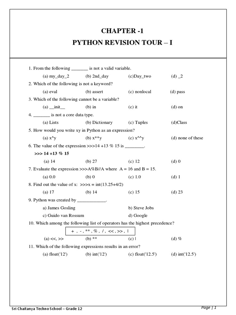 WORKSHEET 1 (Chapter 1,2 & 3) | PDF | Boolean Data Type | Control Flow
