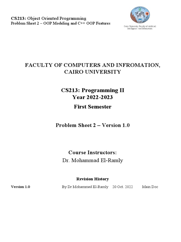 Faculty of Computers and Infromation, Cairo University: CS213 ...