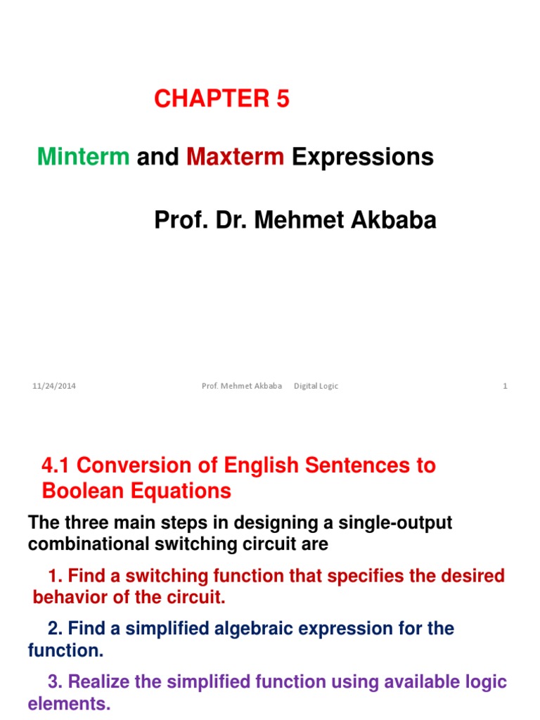 BLM221 Week 5 Minterm Maxterm | PDF | Boolean Algebra | Teaching ...