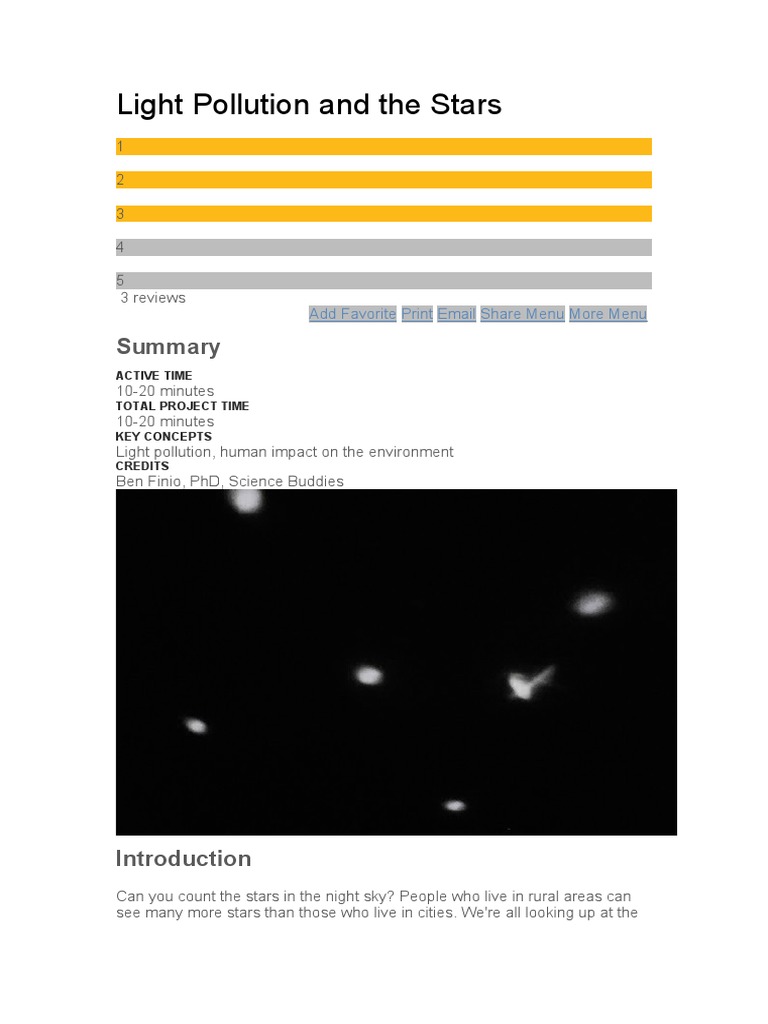 Exploring Light Pollution Effects | PDF | Experiment | Flashlight