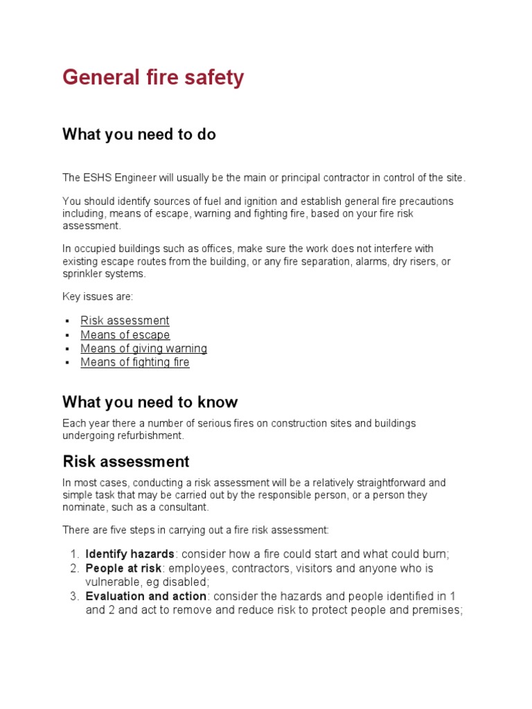 Risk Assessment - Fire | Download Free PDF | Fires | Fire Safety