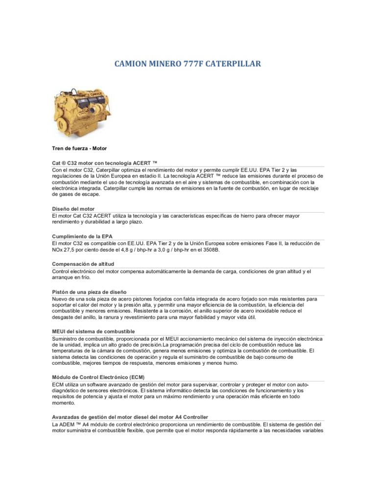 Camion Minero 777f Caterpillar | PDF | Transmisión (Mecánica) | Embrague