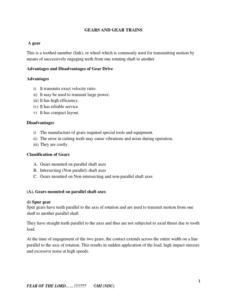 02 CHAPTER 2 Gears and Gear Trains | PDF | Gear | Equipment