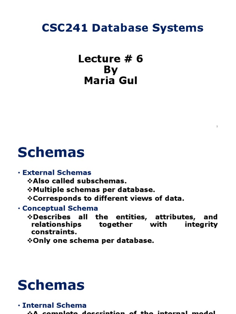 Lecture 6 Pdf Databases Database Schema