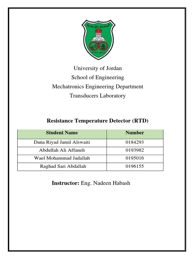 University of Jordan School of Engineering Mechatronics Engineering ...