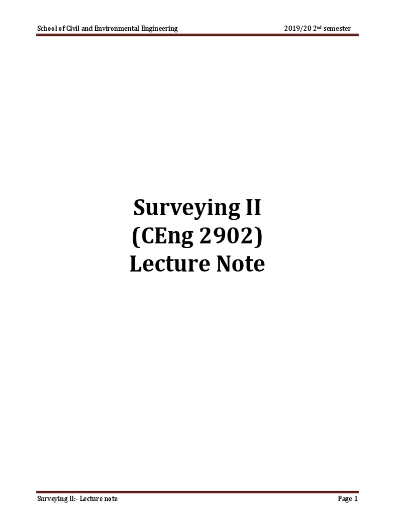 Surveying II (CEng 2902) Lecture Note | PDF | Surveying | Contour Line