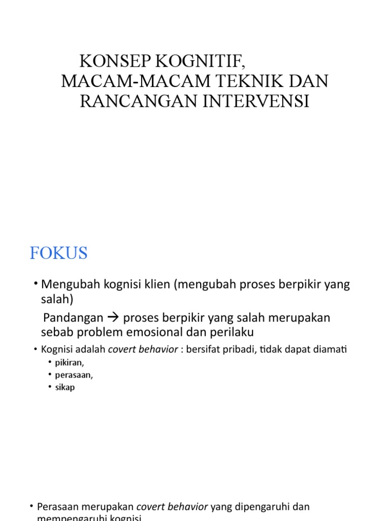 Konsep Kognitif, Macam Dan Rancangan Intervensi | PDF