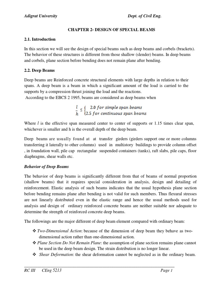 Chapter 1 - Design of Special Beams | PDF | Beam (Structure) | Bending
