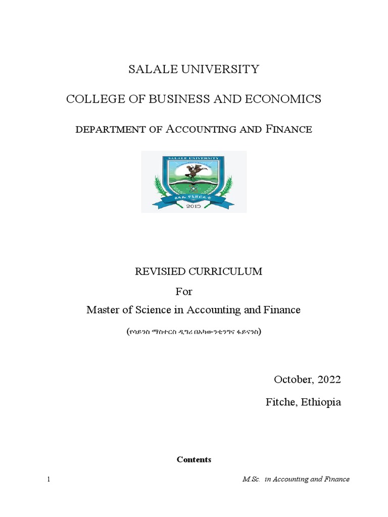 Accounting and Finance Revised Curriculum Final | PDF | Accounting ...