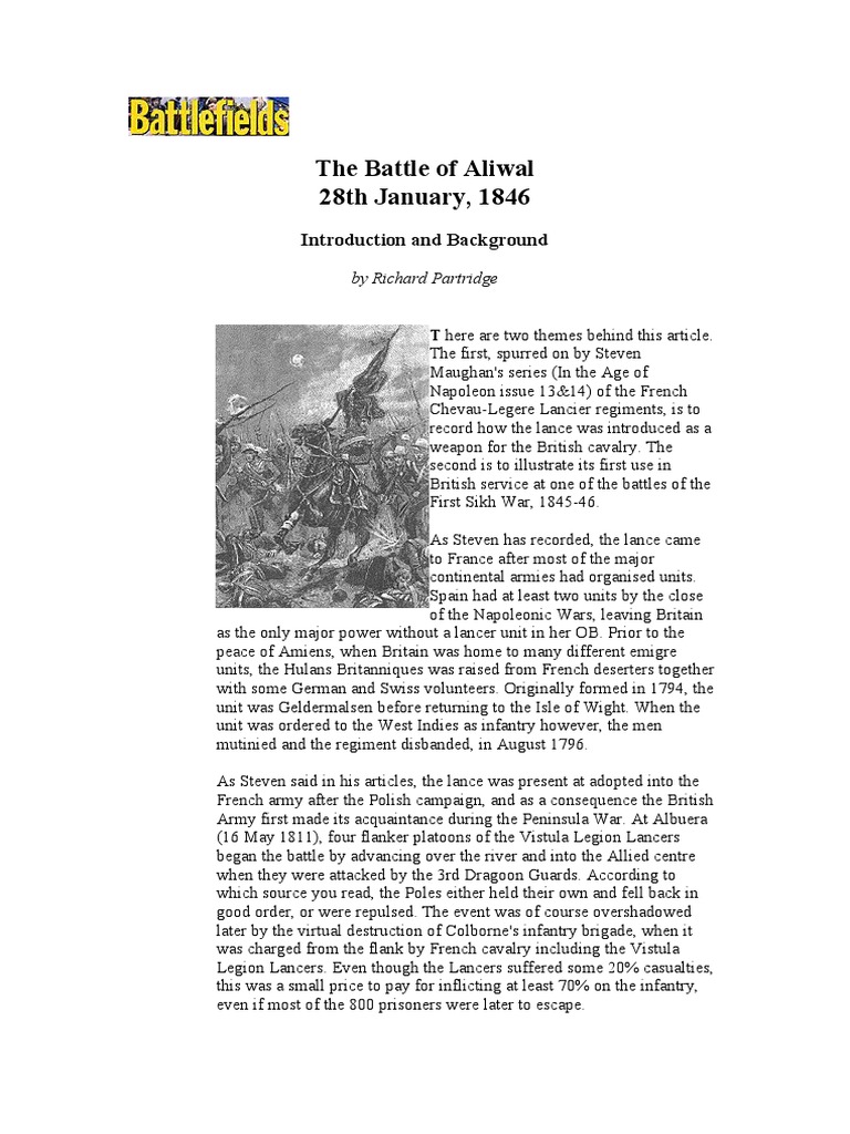 The Battle of Aliwal - 1st Sikh War | PDF | Cavalry | Military